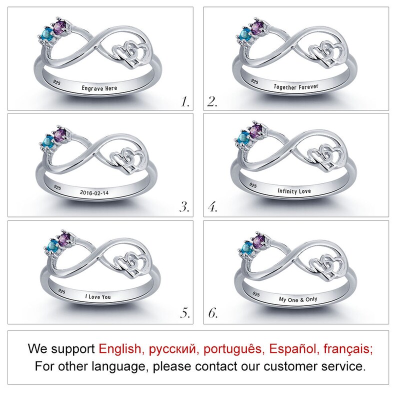 Infinity Birthstone Engraved Ring A Personalized Romantic - Etsy