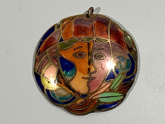 David Kuo Champleve Modernist Enamel Pendant - Gem