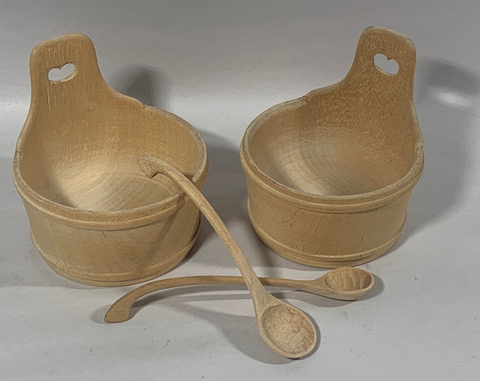 Hand-carved Wood Salt Cellars Scandinavian Style Set of Two - Etsy