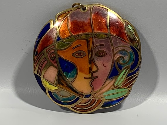 David Kuo Champleve Modernist Enamel Pendant - Gem