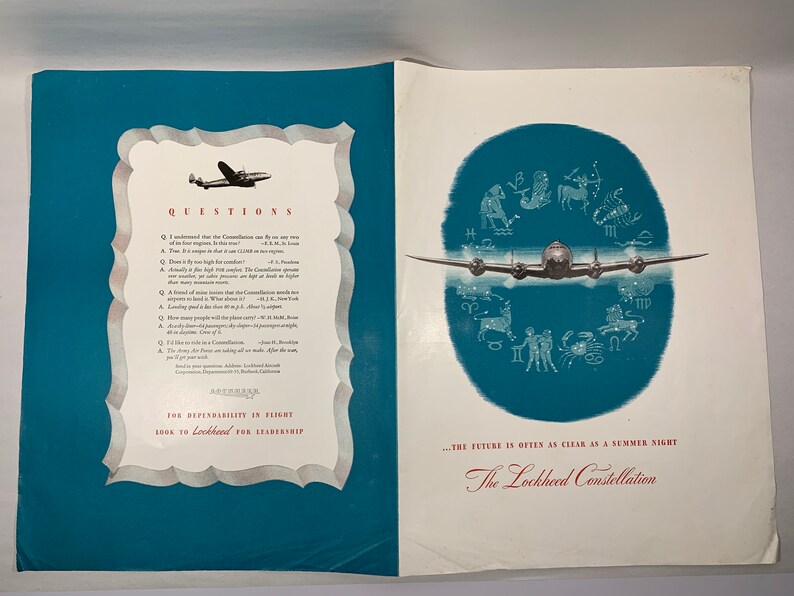 Lockheed Constellation WWII Military Transport Brochures Set - Etsy