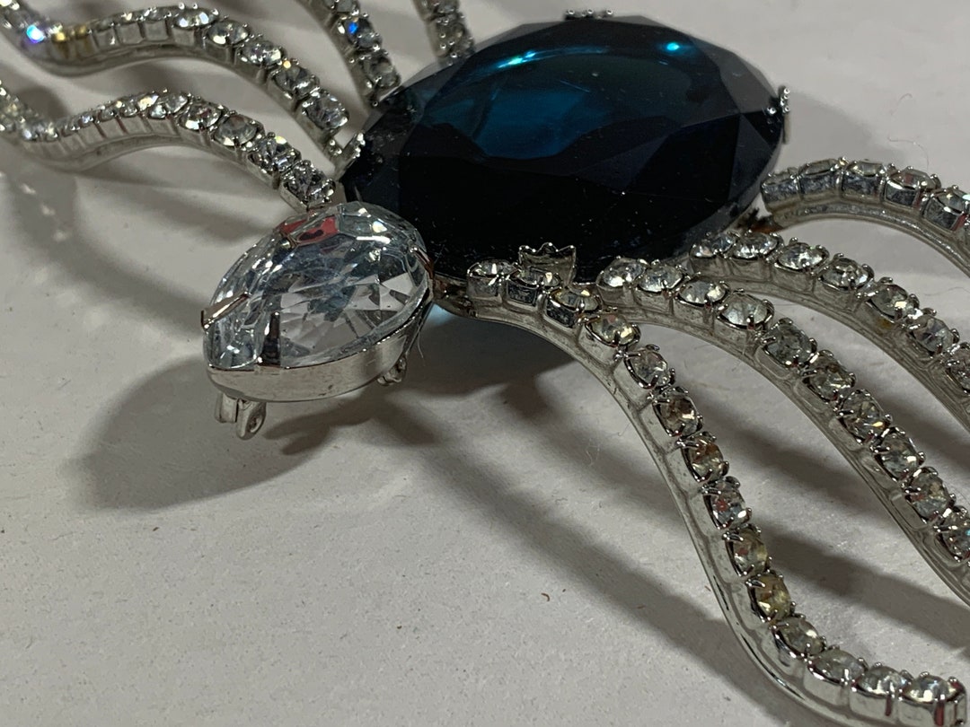Large Ivana Spider Brooch Blue Stone - Etsy