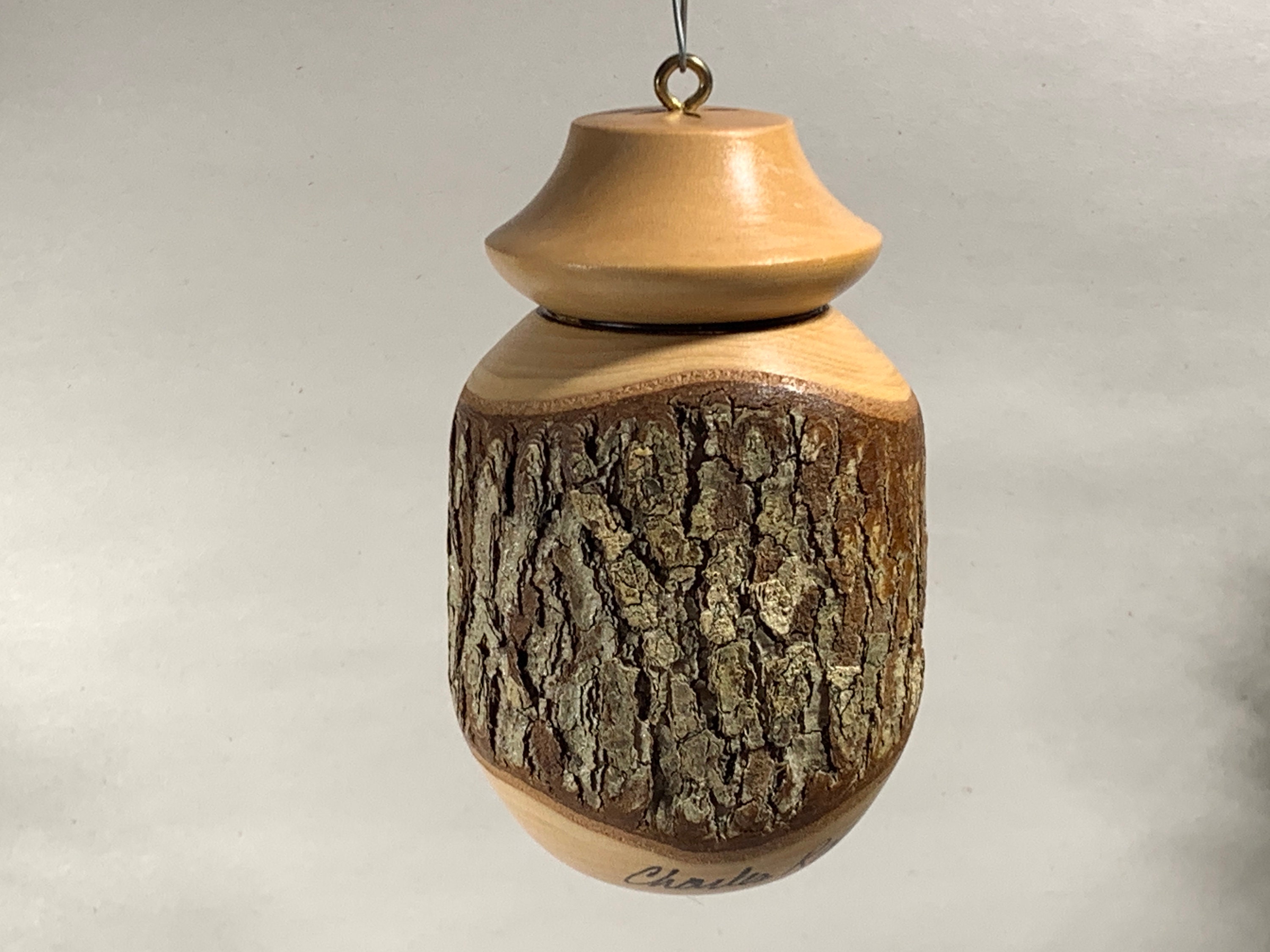 Signed Charles Ray Huskey Turned Wood Birdhouse Ornament | Etsy