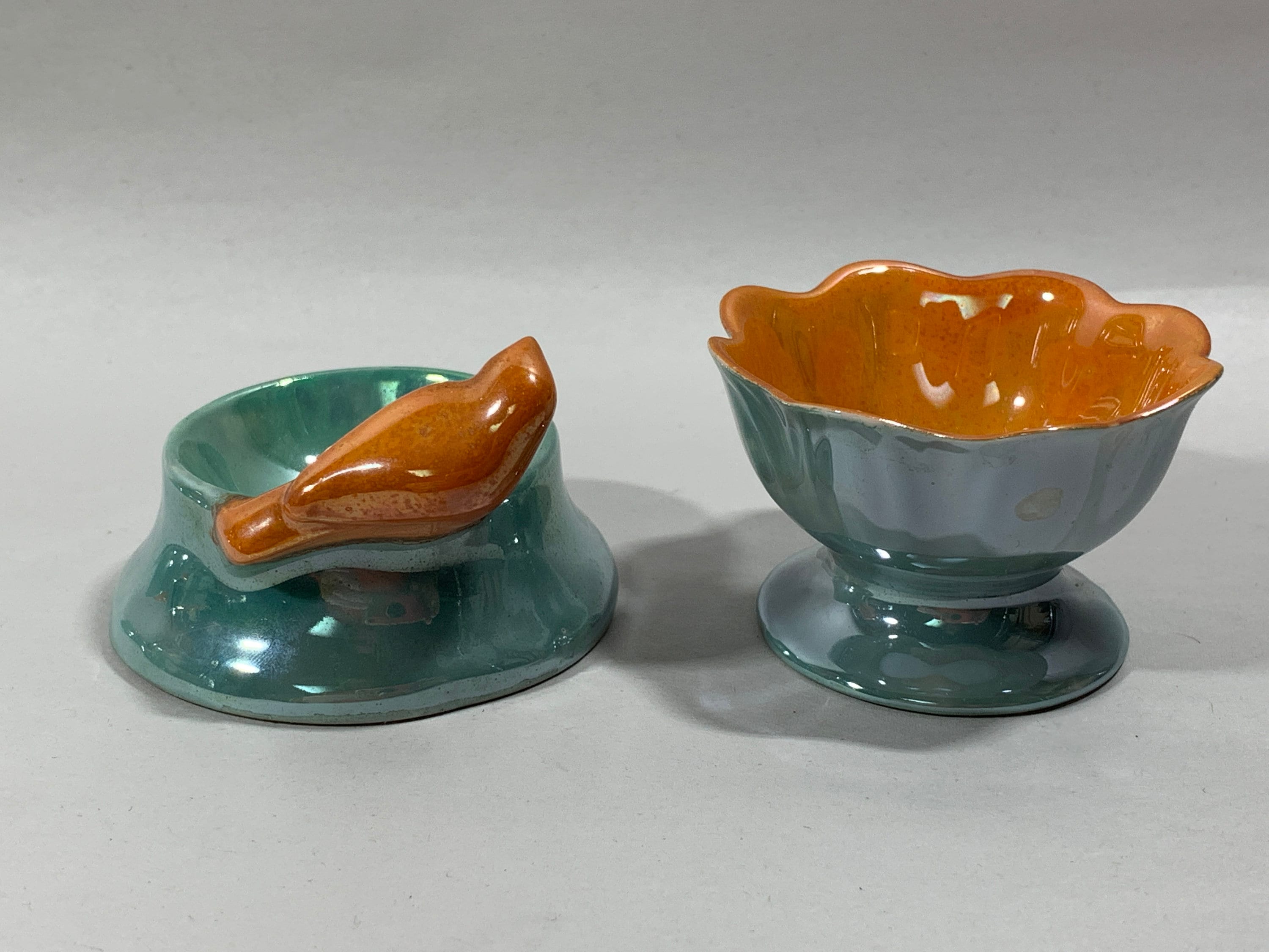 Japanese Lustreware Art Deco Bird and Flower Salt Cellars Sets - Etsy