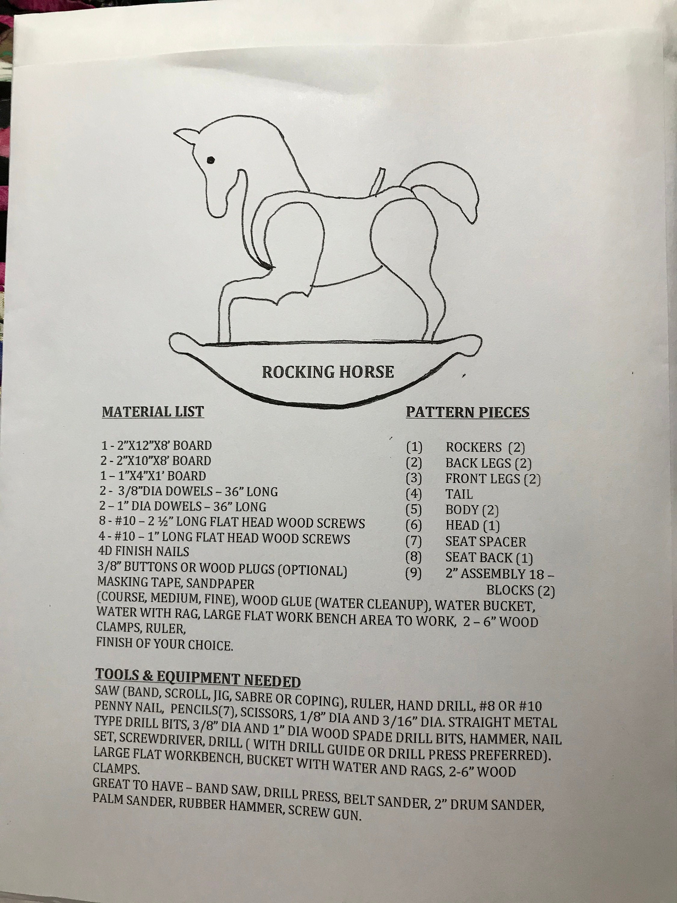 Full Sizechildsartisticrocking Horse Pattern-plan-step-by ...