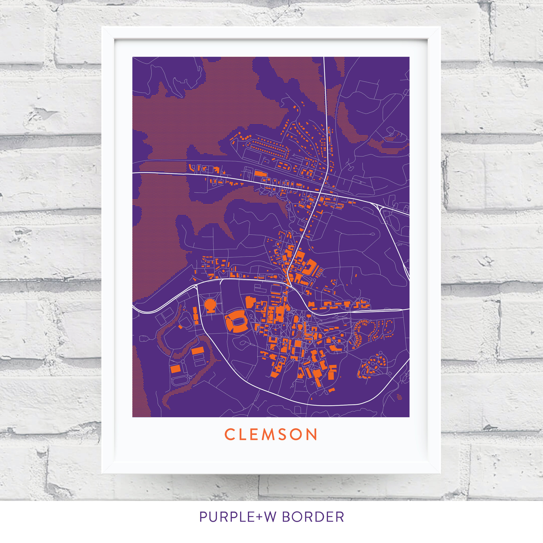 CLEMSON SOUTH CAROLINA Map Print / College Town Map Gifts | Etsy