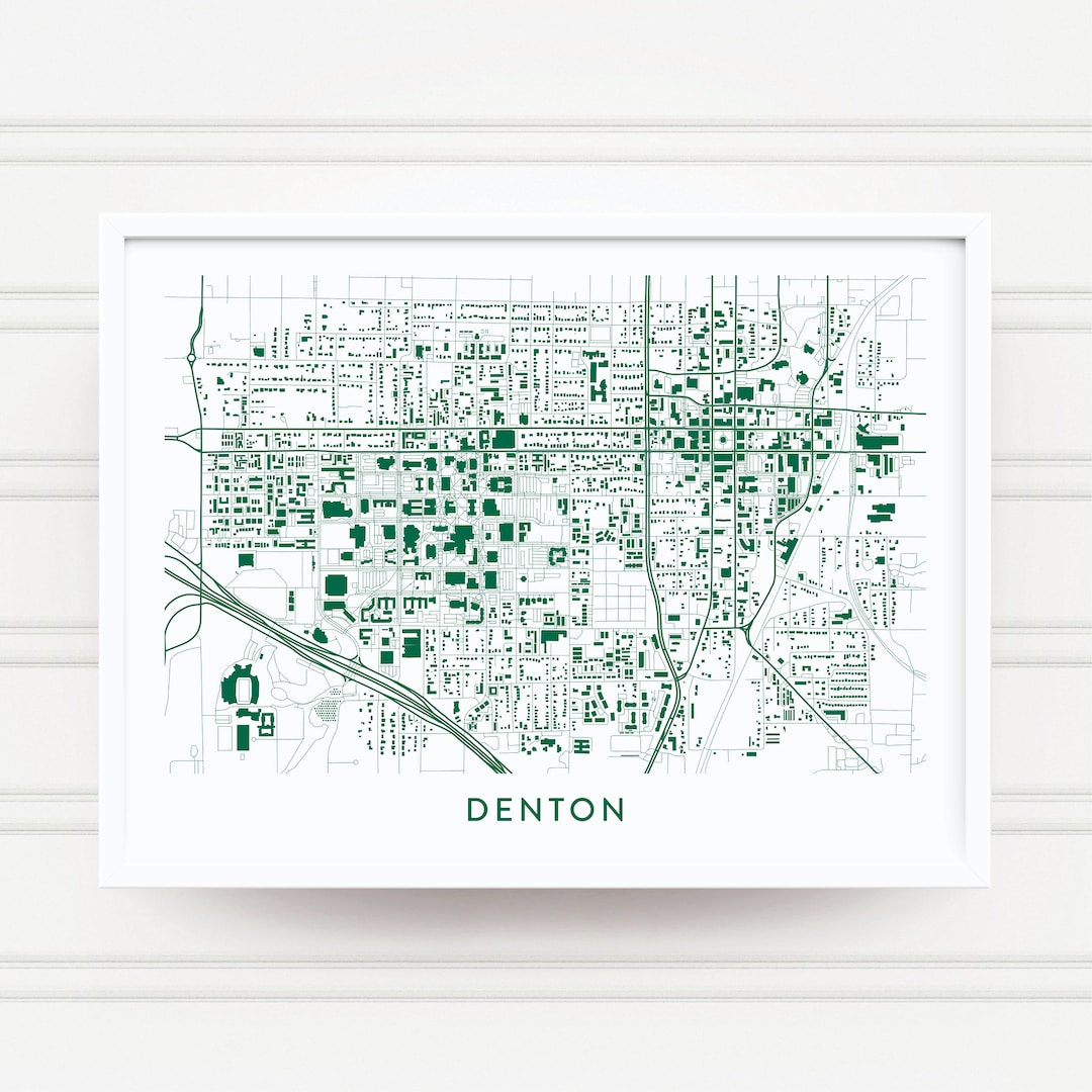 DENTON TEXAS Map Print / College Town Map Gifts - Etsy