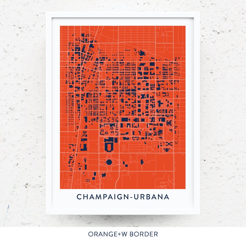 CHAMPAIGN-URBANA ILLINOIS Map Poster / College Town Map Gifts - Etsy