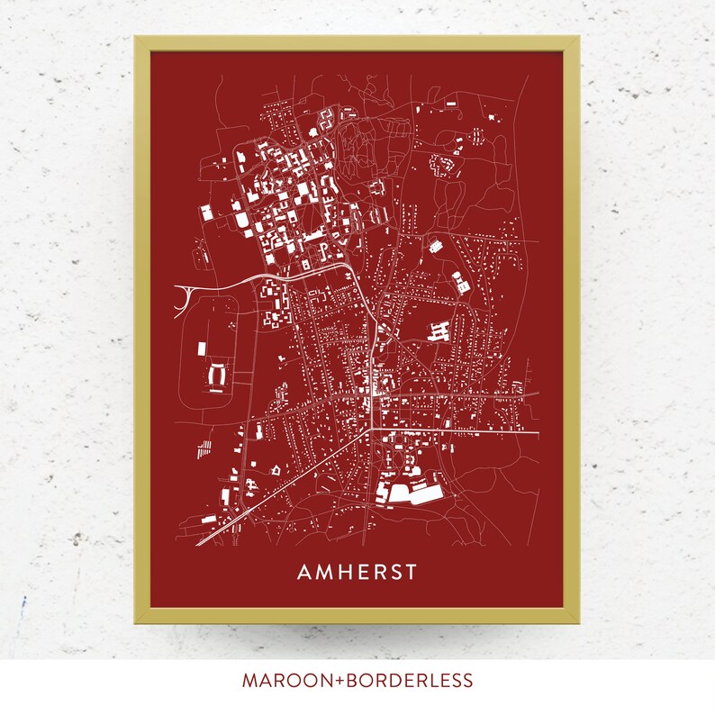 AMHERST MASSACHUSETTS Map Poster / College Town Map Gifts - Etsy