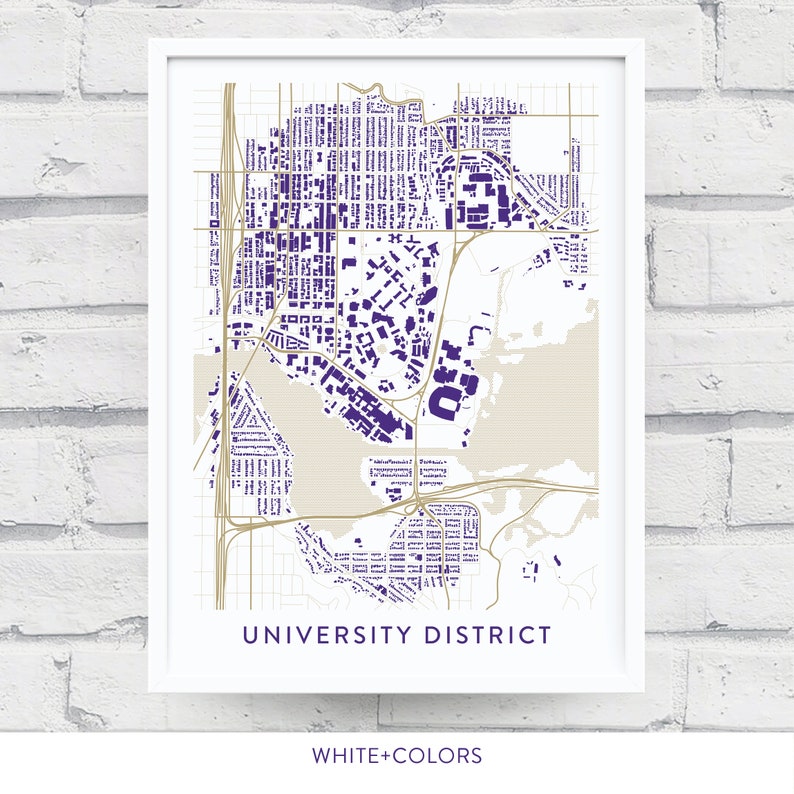 UNIVERSITY DISTRICT SEATTLE Map Poster / College Town Map Gifts - Etsy