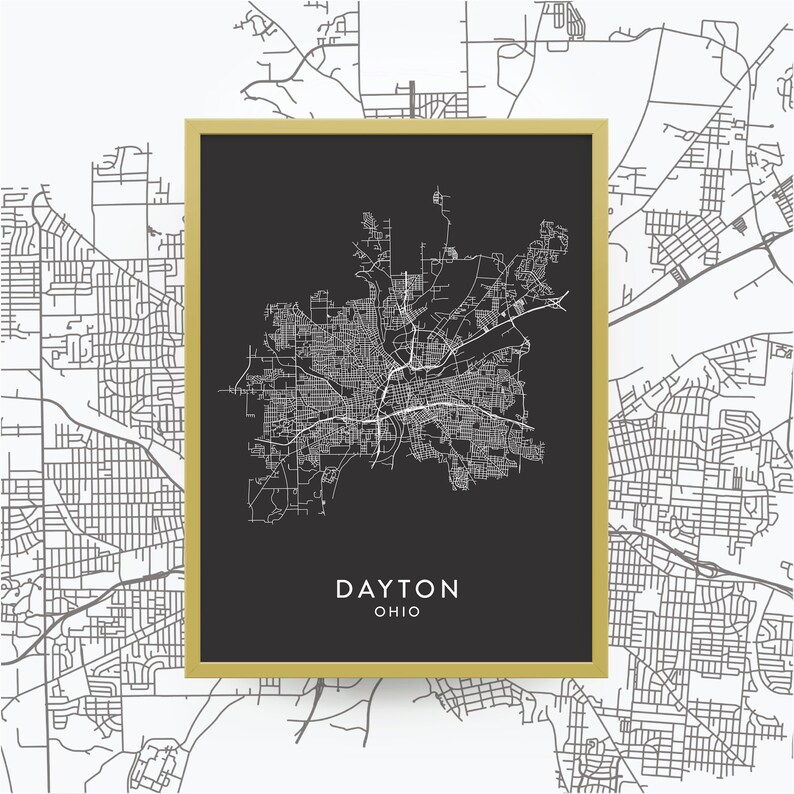 DAYTON OH Map Print / Dayton Wall Art / Ohio Artwork / Wall | Etsy