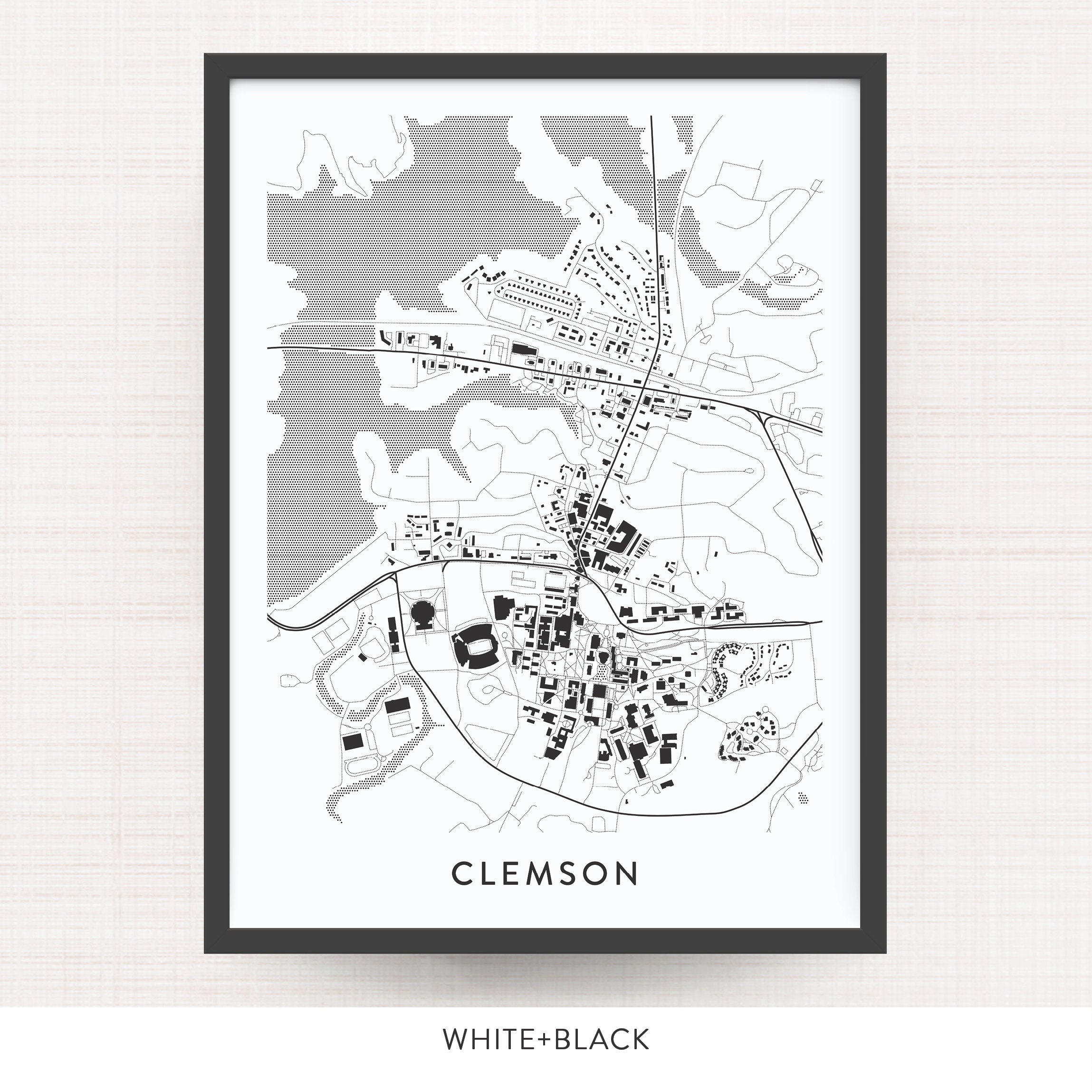 CLEMSON SOUTH CAROLINA Map Print / College Town Map Gifts | Etsy