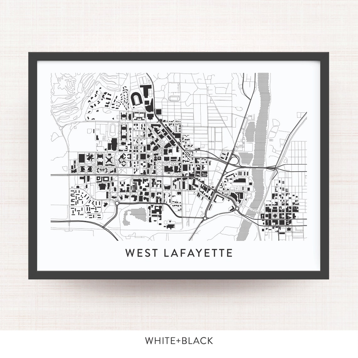 WEST LAFAYETTE INDIANA Map Poster / College Town Map Gifts - Etsy