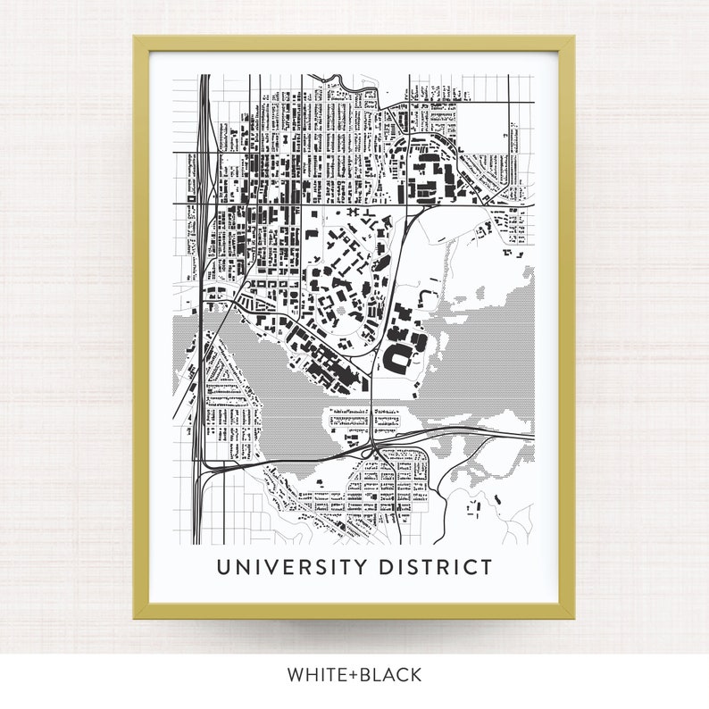 UNIVERSITY DISTRICT SEATTLE Map Poster / College Town Map - Etsy
