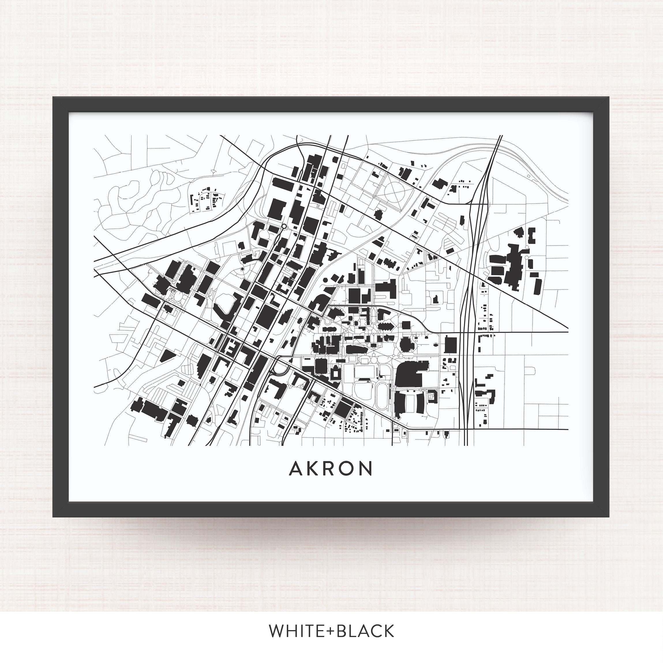 AKRON OHIO Map Print / College Town Map Gifts - Etsy