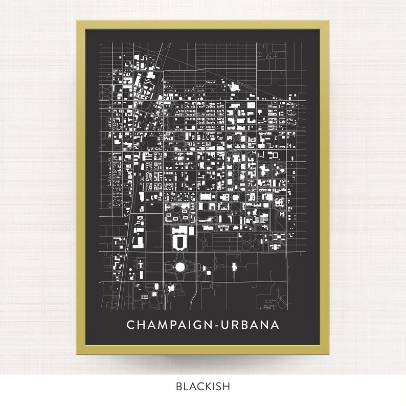 CHAMPAIGN-URBANA ILLINOIS Map Poster / College Town Map Gifts - Etsy