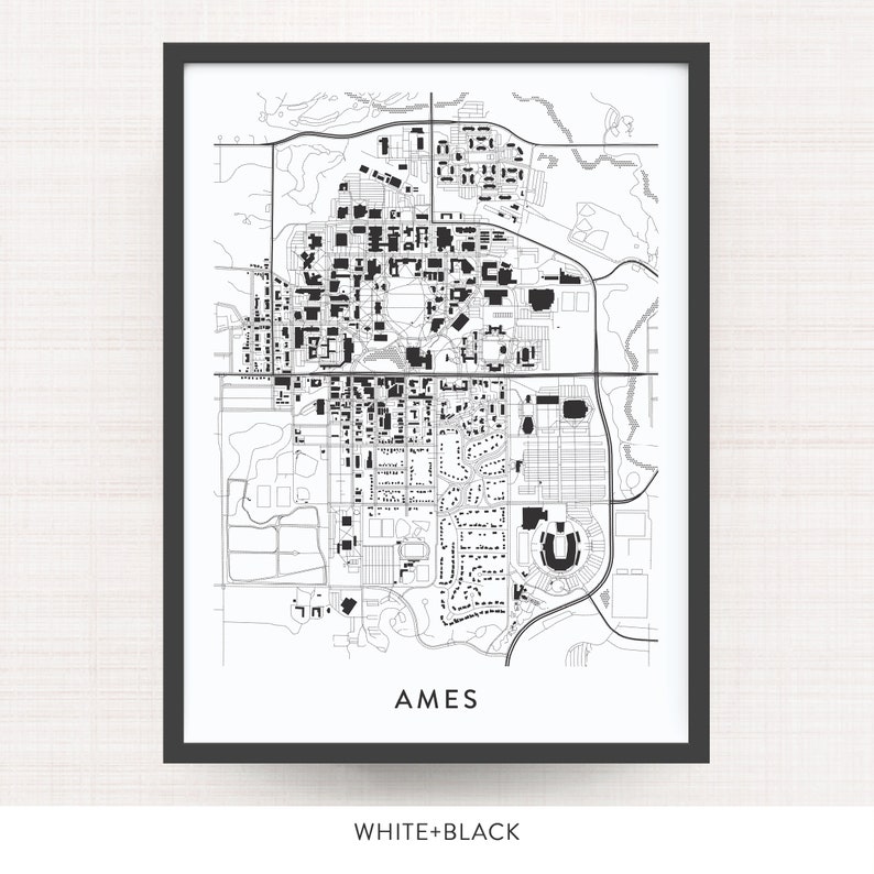 AMES IOWA Map Poster / College Town Map Gifts - Etsy