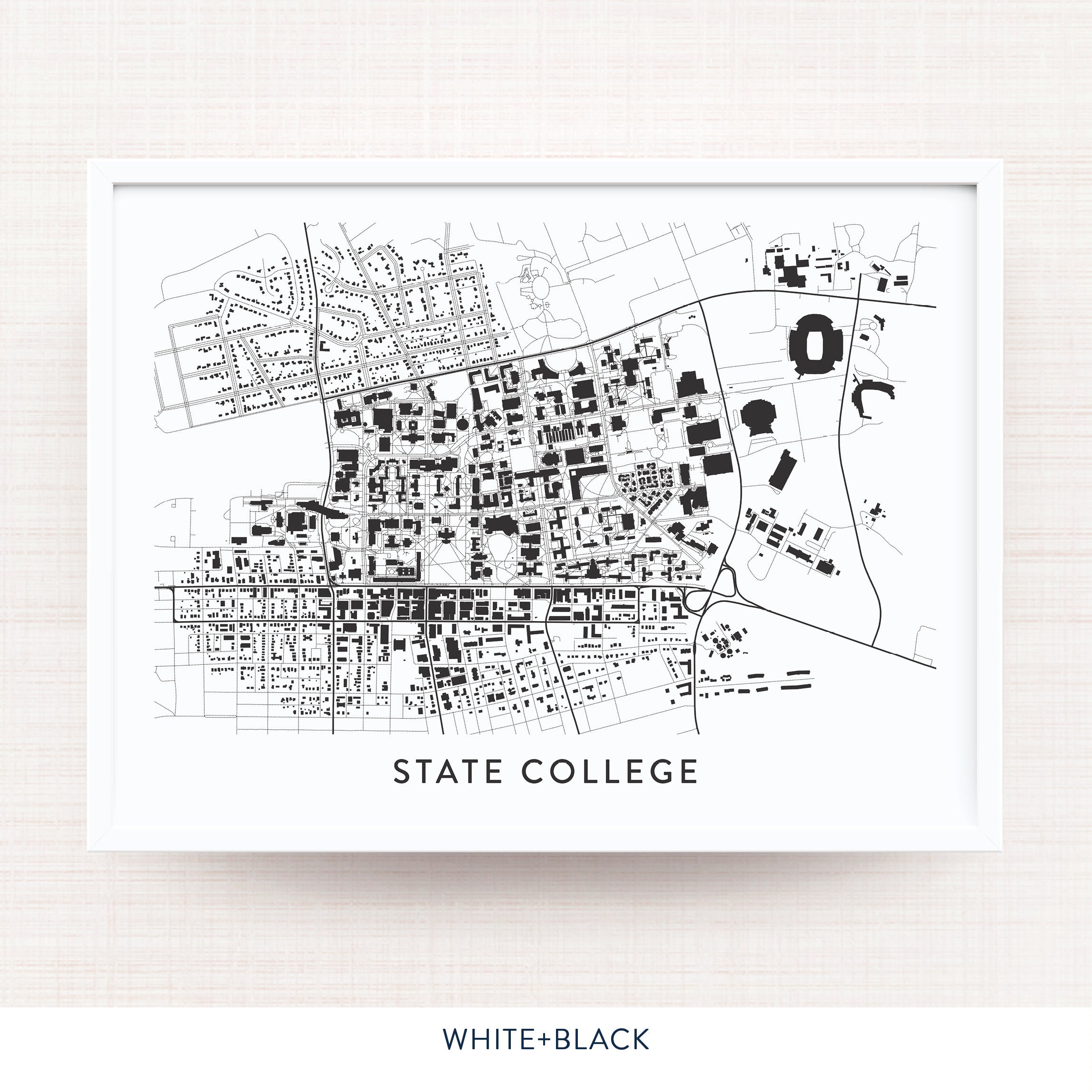 STATE COLLEGE PENNSYLVANIA Map Print / College Town Map Gifts | Etsy