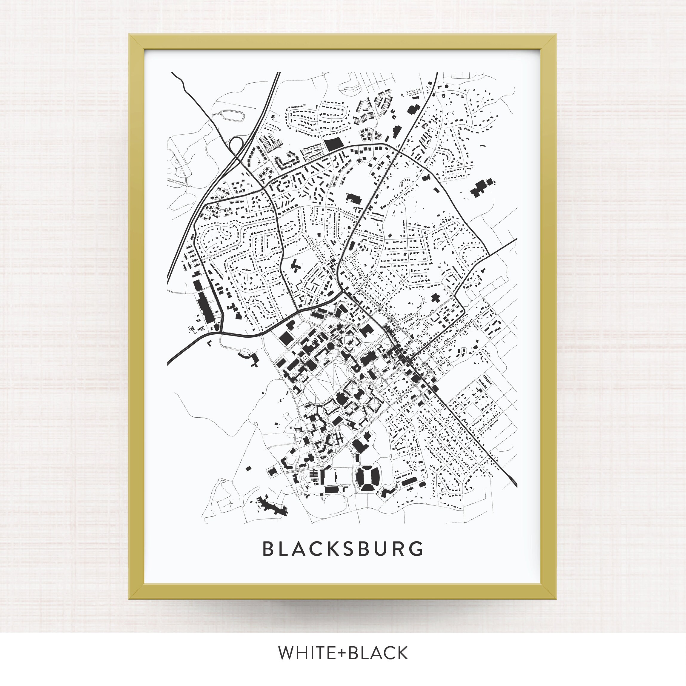 BLACKSBURG VIRGINIA Map Print / College Town Map Gifts - Etsy