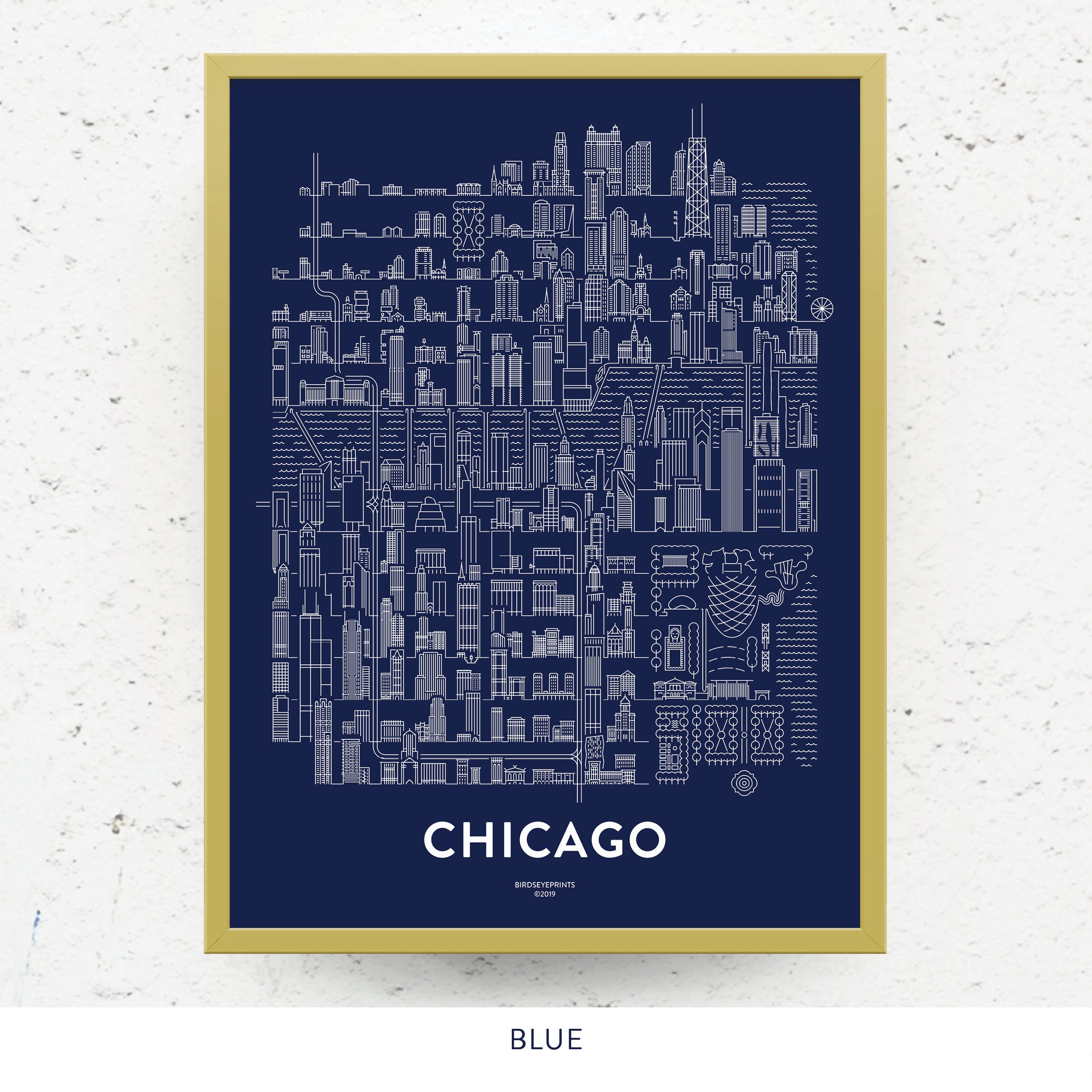 CHICAGO Skyline Map Print / Downtown Loop Art Gift - Etsy