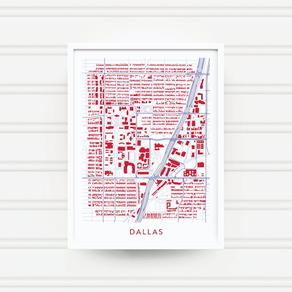 DALLAS TEXAS Map Print / College Town Map Gifts - Etsy
