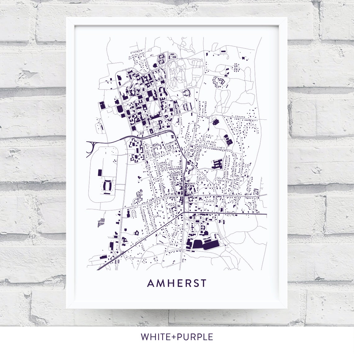 AMHERST MASSACHUSETTS Map Poster / College Town Map Gifts | Etsy