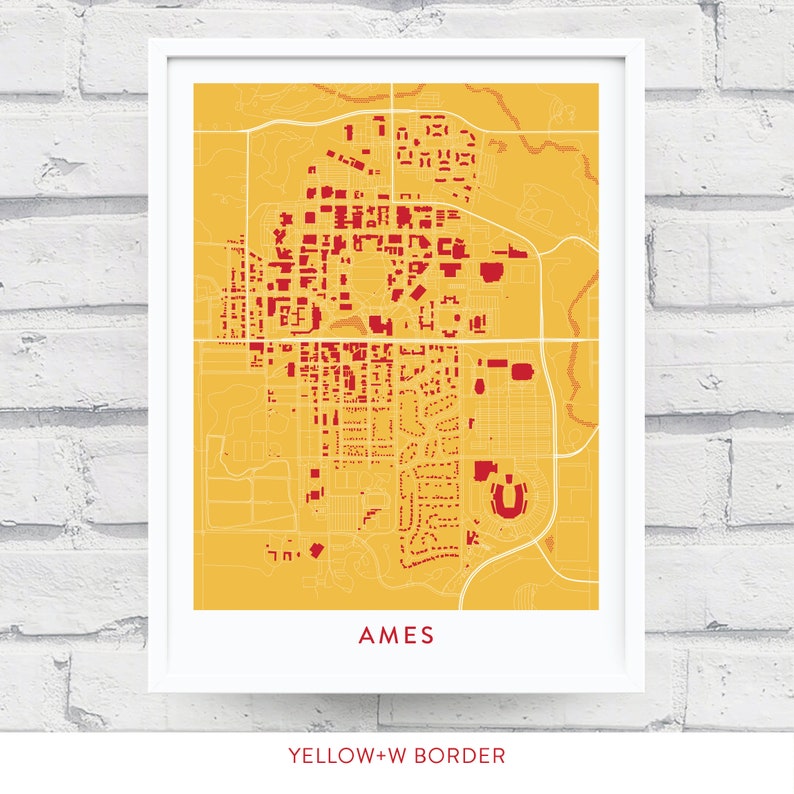 AMES IOWA Map Poster / College Town Map Gifts - Etsy