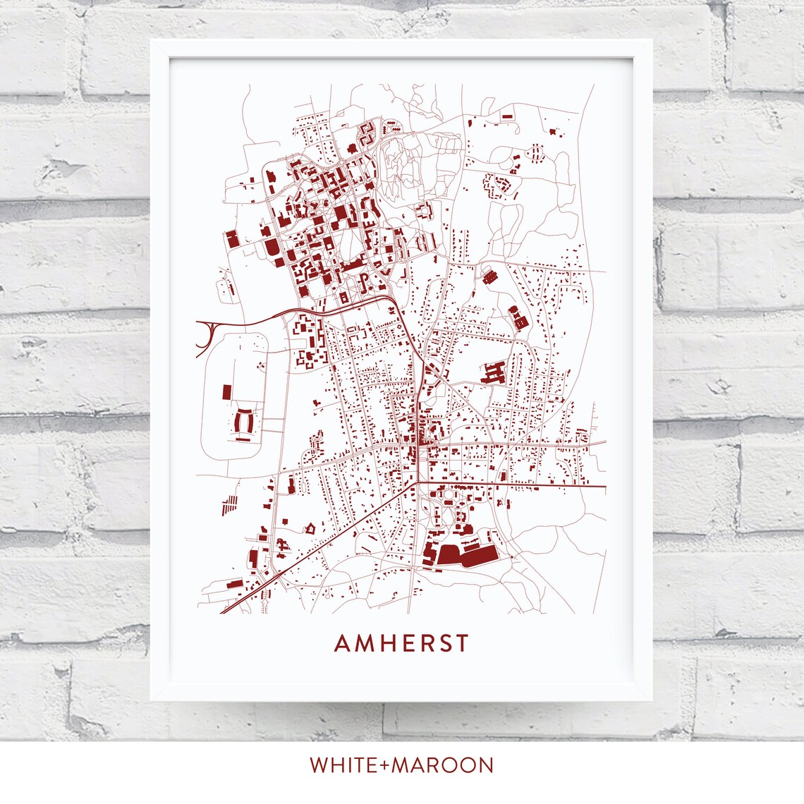 AMHERST MASSACHUSETTS Map Poster / College Town Map Gifts | Etsy