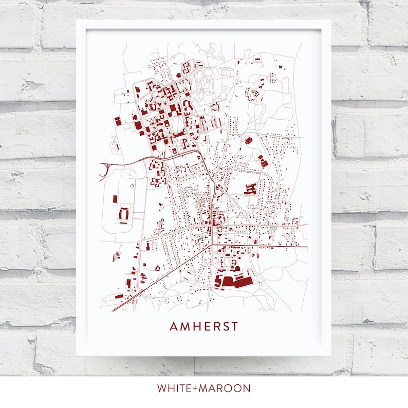 AMHERST MASSACHUSETTS Map Poster / College Town Map Gifts - Etsy