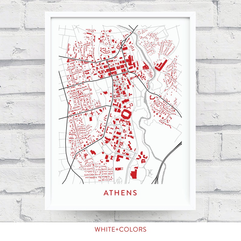 ATHENS GEORGIA Map Print / College Town Map Gifts - Etsy