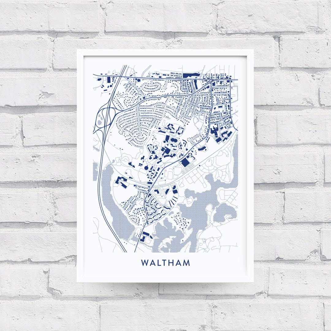 WALTHAM MASSACHUSETTS Map Poster / College Town Map Gift - Etsy