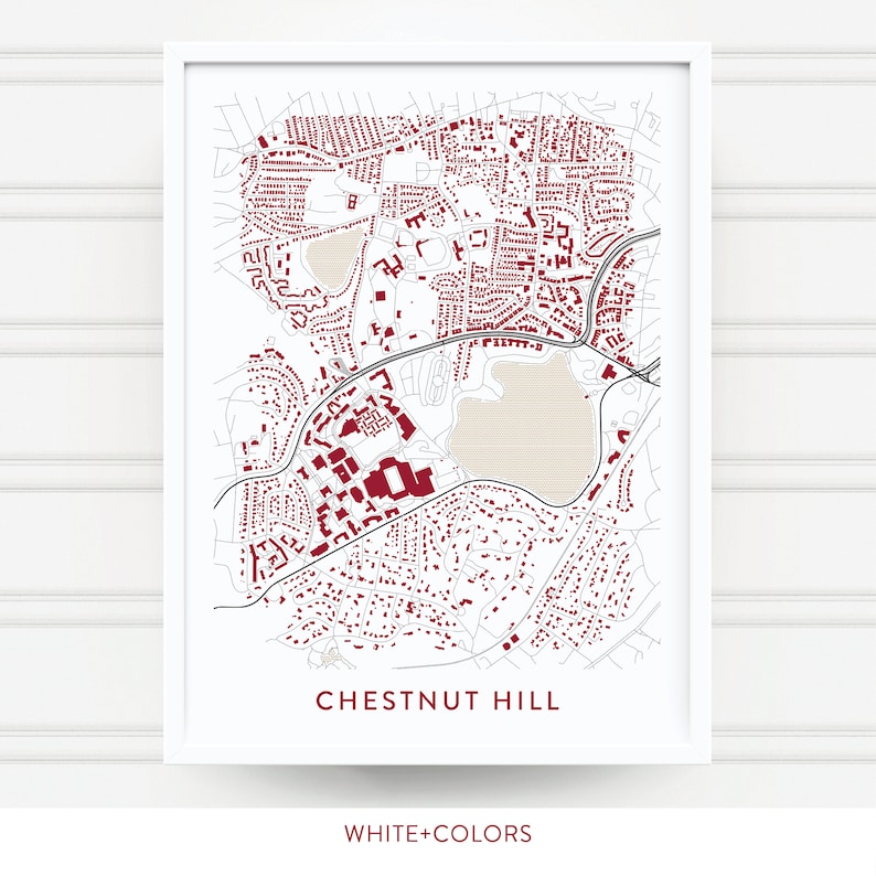 CHESTNUT HILL BOSTON Map Poster / College Town Map Gifts - Etsy