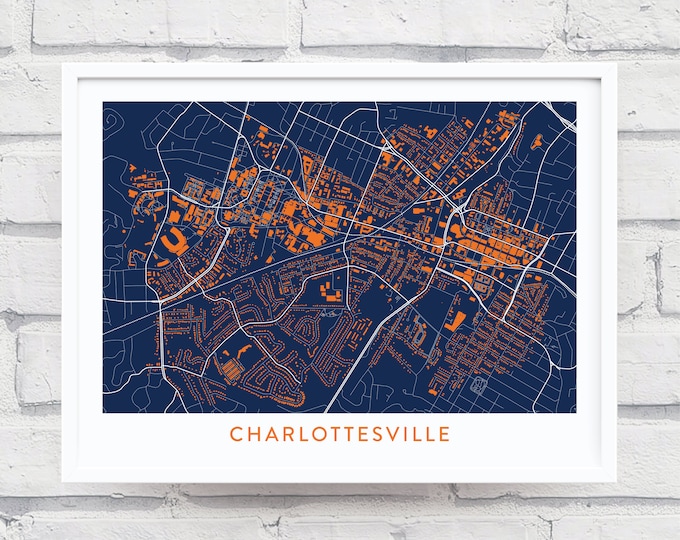 CHARLOTTESVILLE VIRGINIA Map Poster / College Town Map Gifts - Etsy