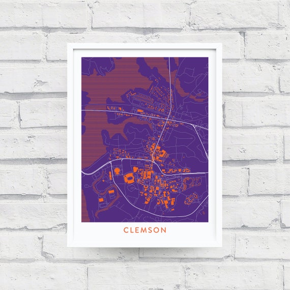CLEMSON SOUTH CAROLINA Map Print / College Town Map Gifts | Etsy