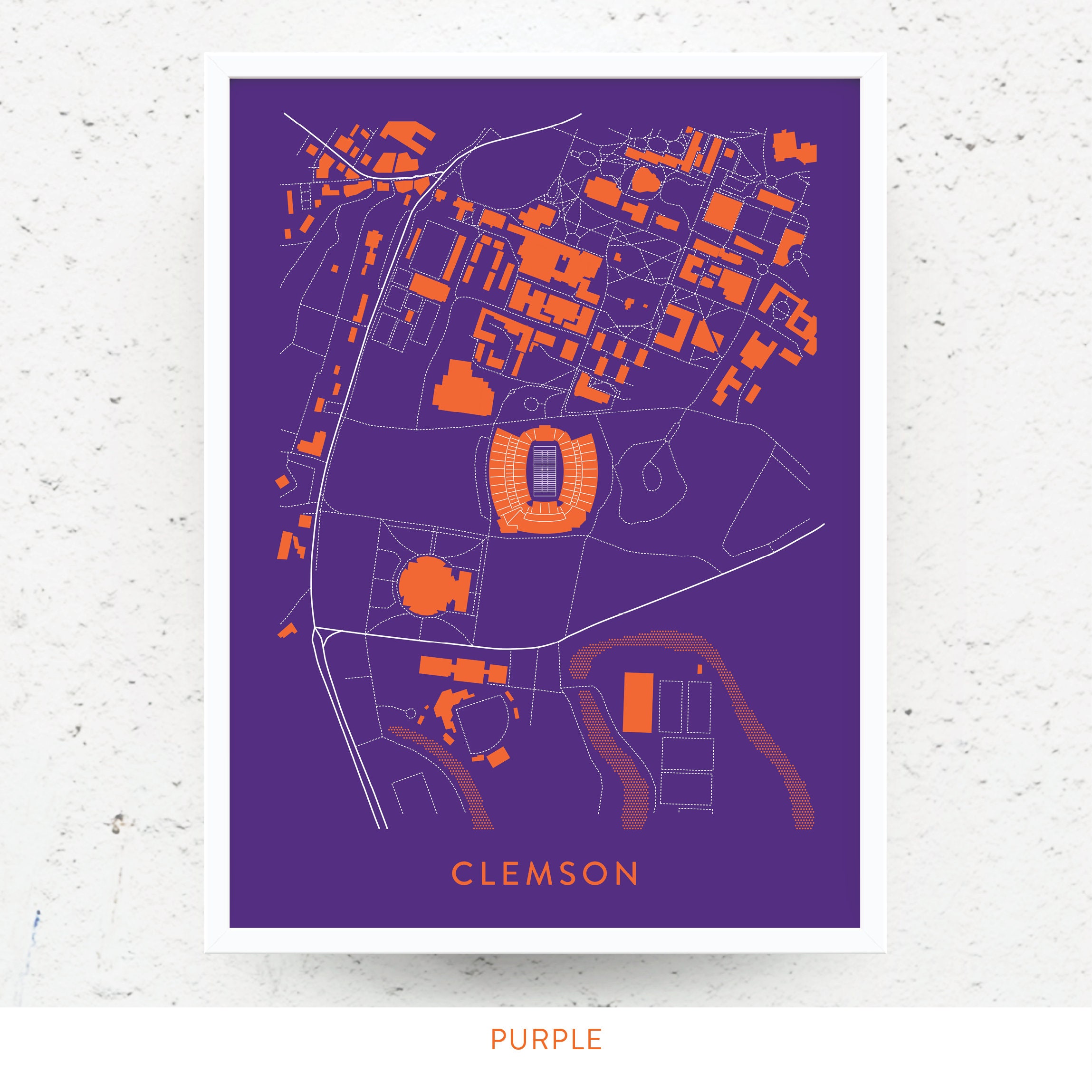 CLEMSON South Carolina Map Print / Neighborhood Gift | Etsy