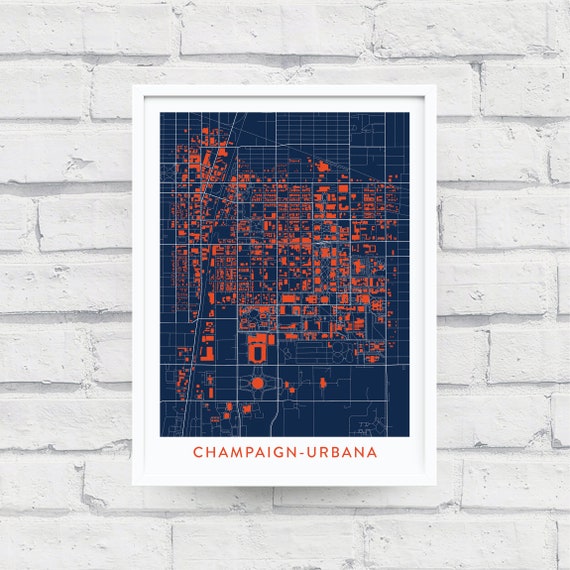 CHAMPAIGN-URBANA ILLINOIS Map Poster / College Town Map Gifts - Etsy