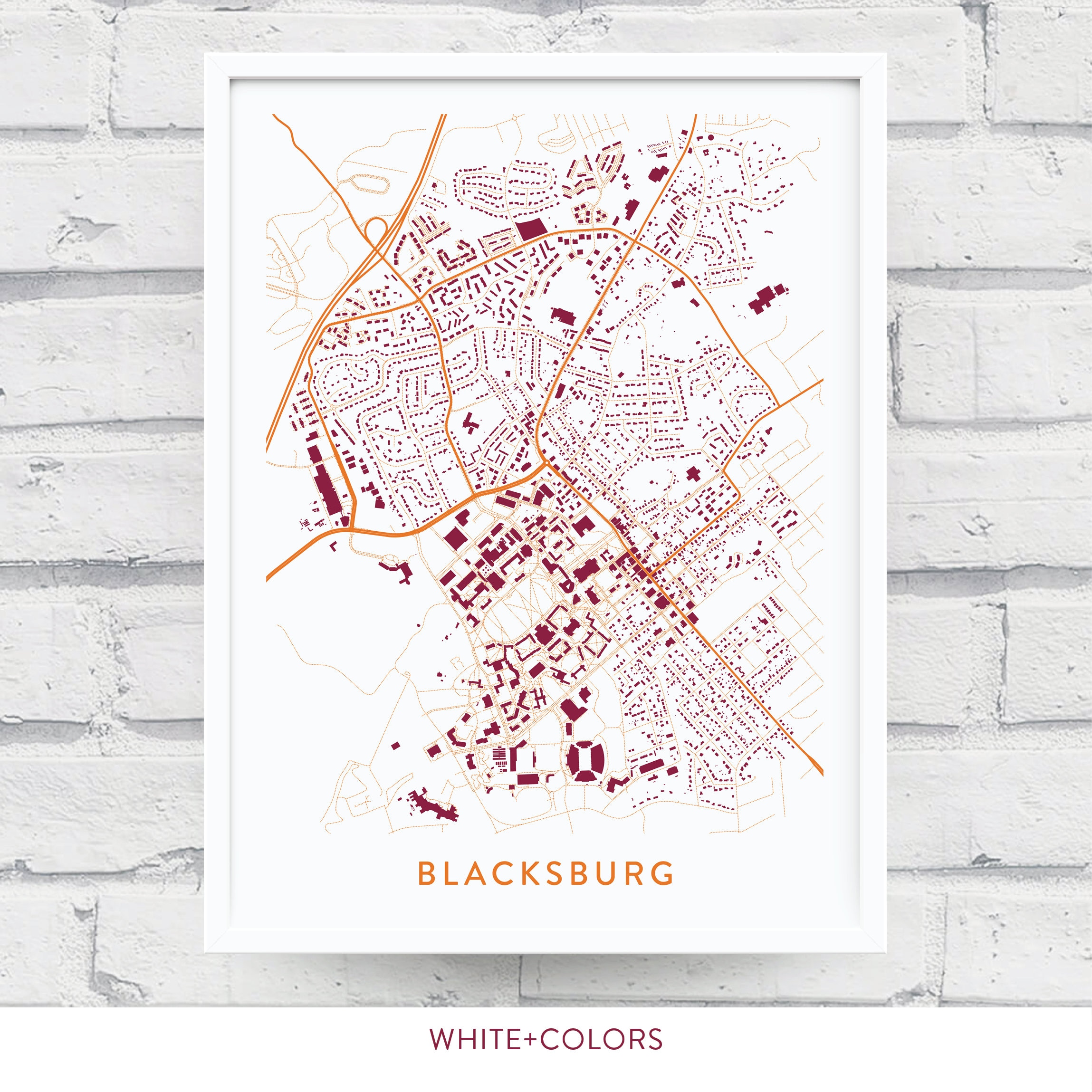 BLACKSBURG VIRGINIA Map Print / College Town Map Gifts - Etsy