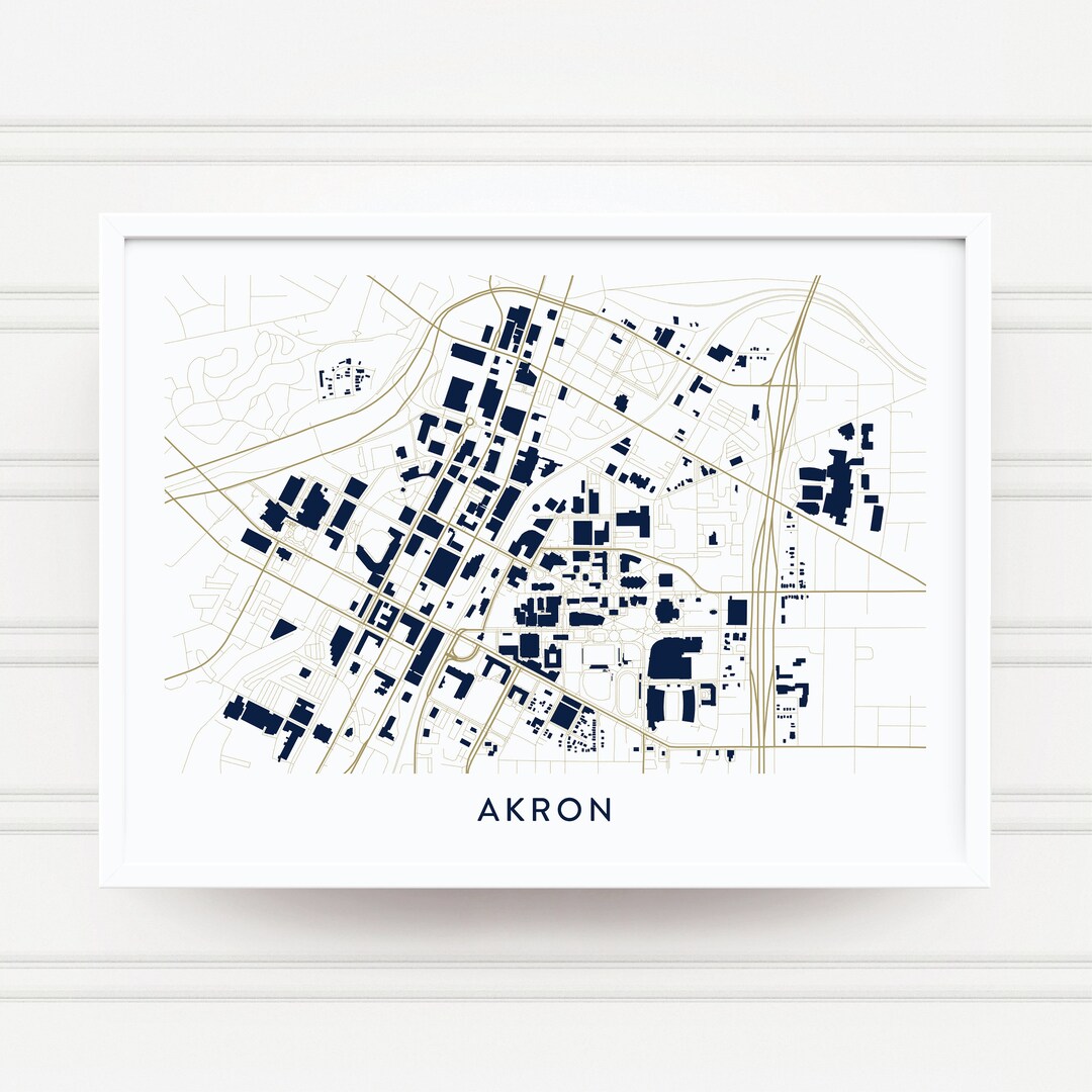 AKRON OHIO Map Print / College Town Map Gifts - Etsy