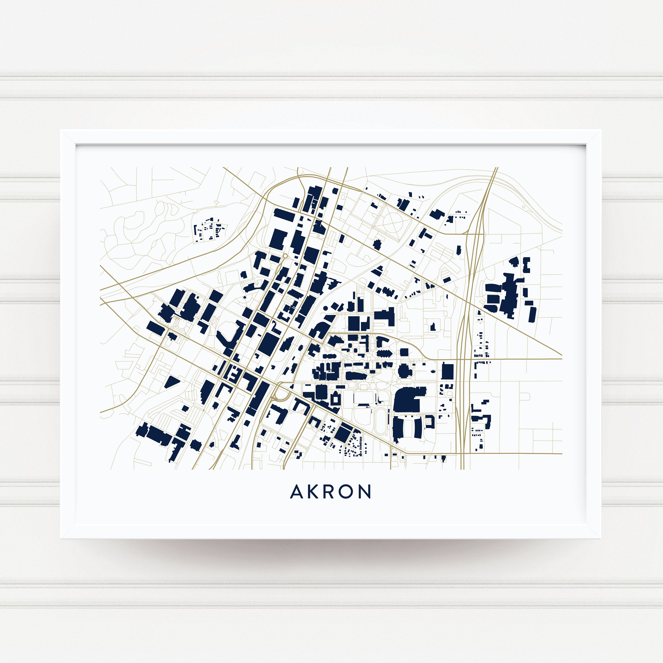 AKRON OHIO Map Print / College Town Map Gifts - Etsy