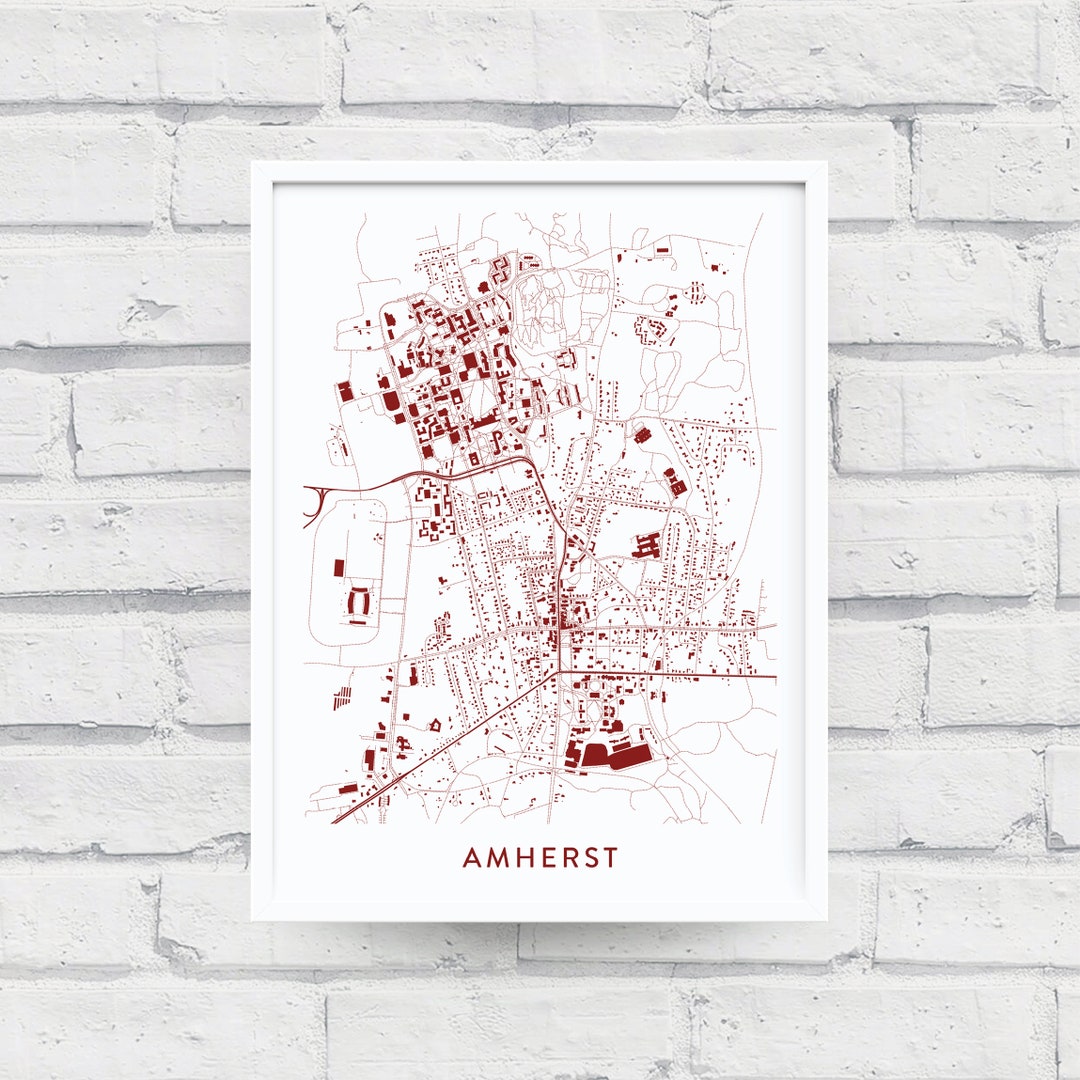 AMHERST MASSACHUSETTS Map Poster / College Town Map Gifts - Etsy