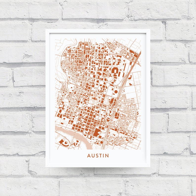 AUSTIN TEXAS Map Poster / College Town Map Gifts - Etsy