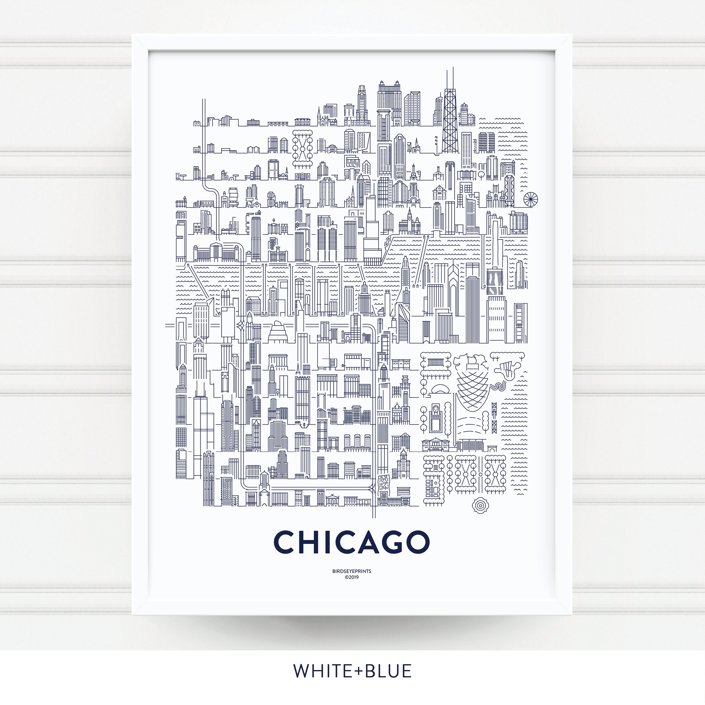 CHICAGO Skyline Map Print / Downtown Loop Art Gift - Etsy
