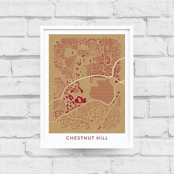 CHESTNUT HILL BOSTON Map Poster / College Town Map Gifts | Etsy