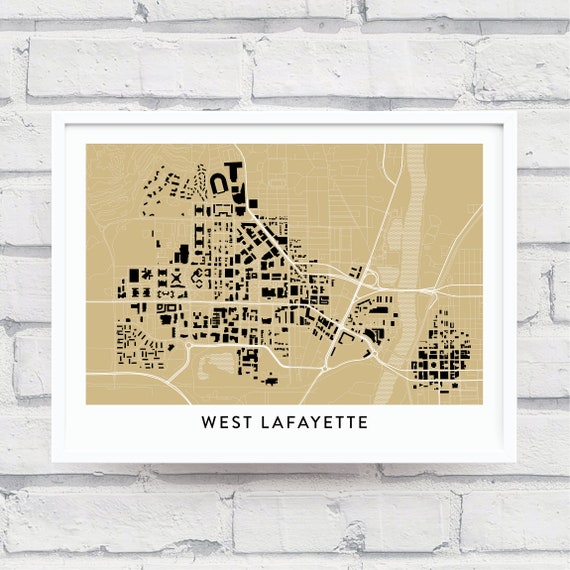 WEST LAFAYETTE INDIANA Map Poster / College Town Map Gifts | Etsy
