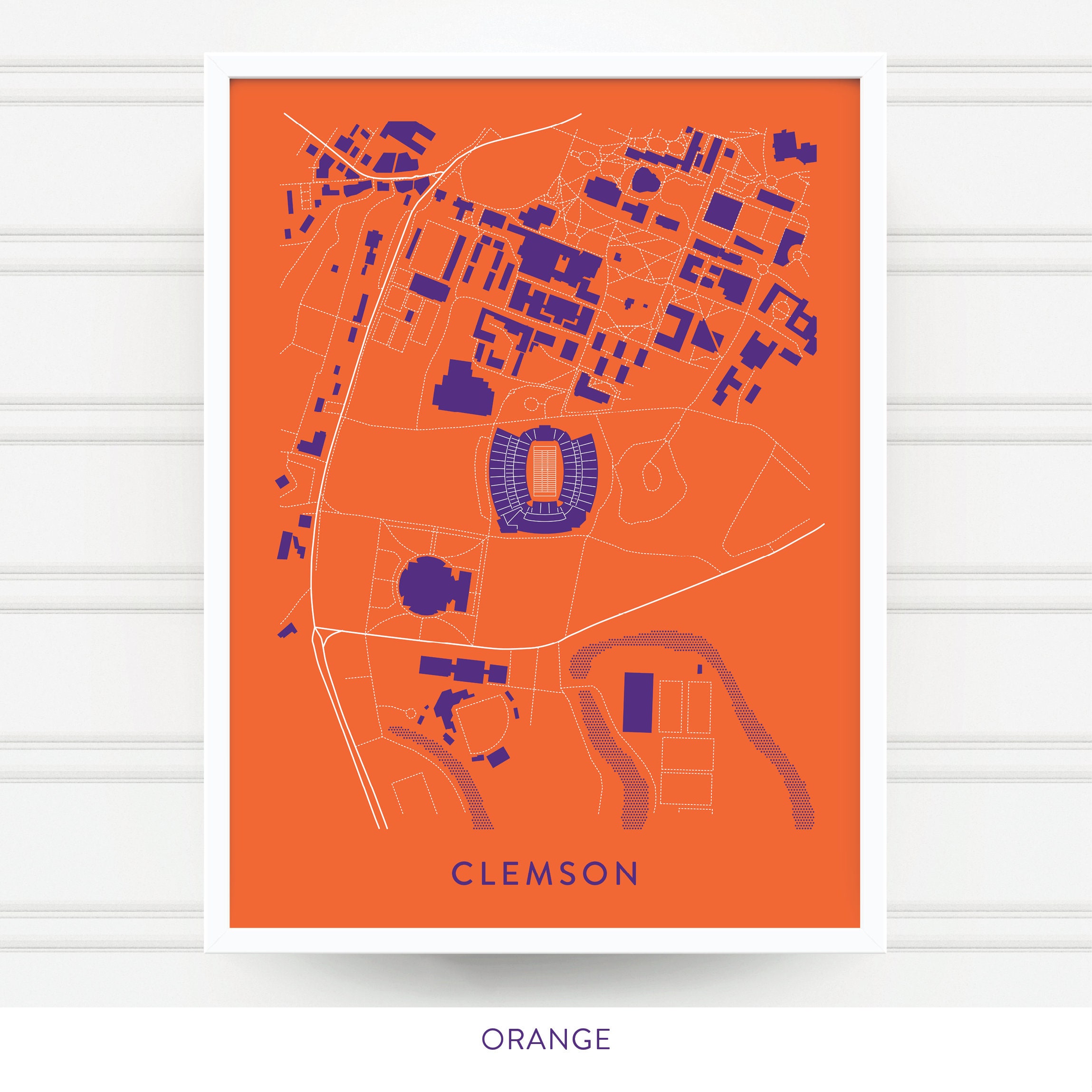 CLEMSON South Carolina Map Print / Neighborhood Gift | Etsy