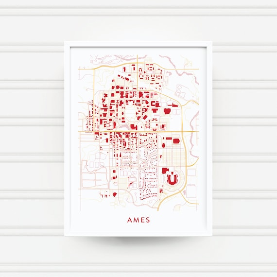 AMES IOWA Map Poster / College Town Map Gifts | Etsy