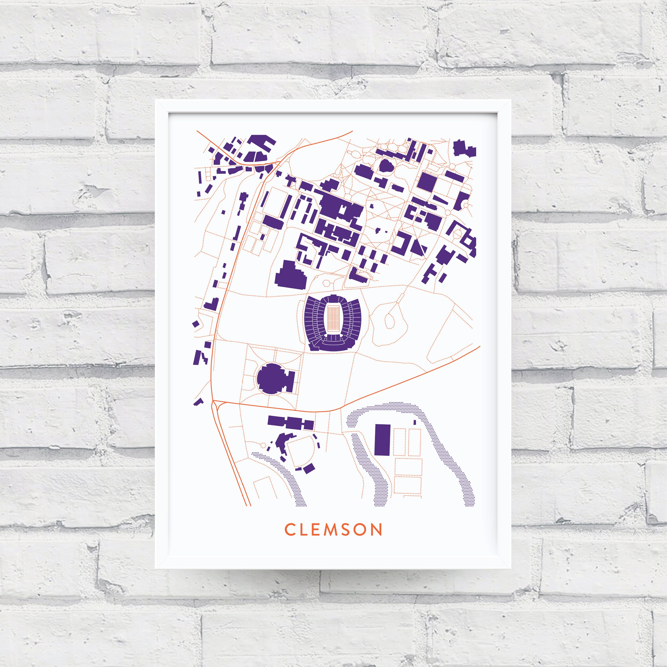 CLEMSON South Carolina Map Print / Neighborhood Gift | Etsy