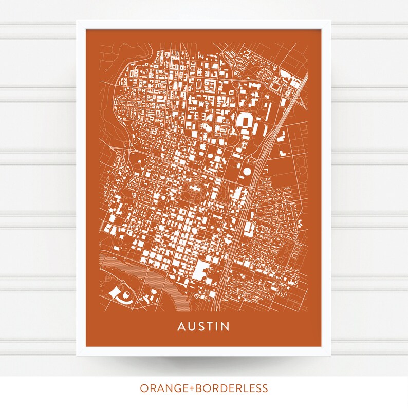 AUSTIN TEXAS Map Poster / College Town Map Gifts | Etsy