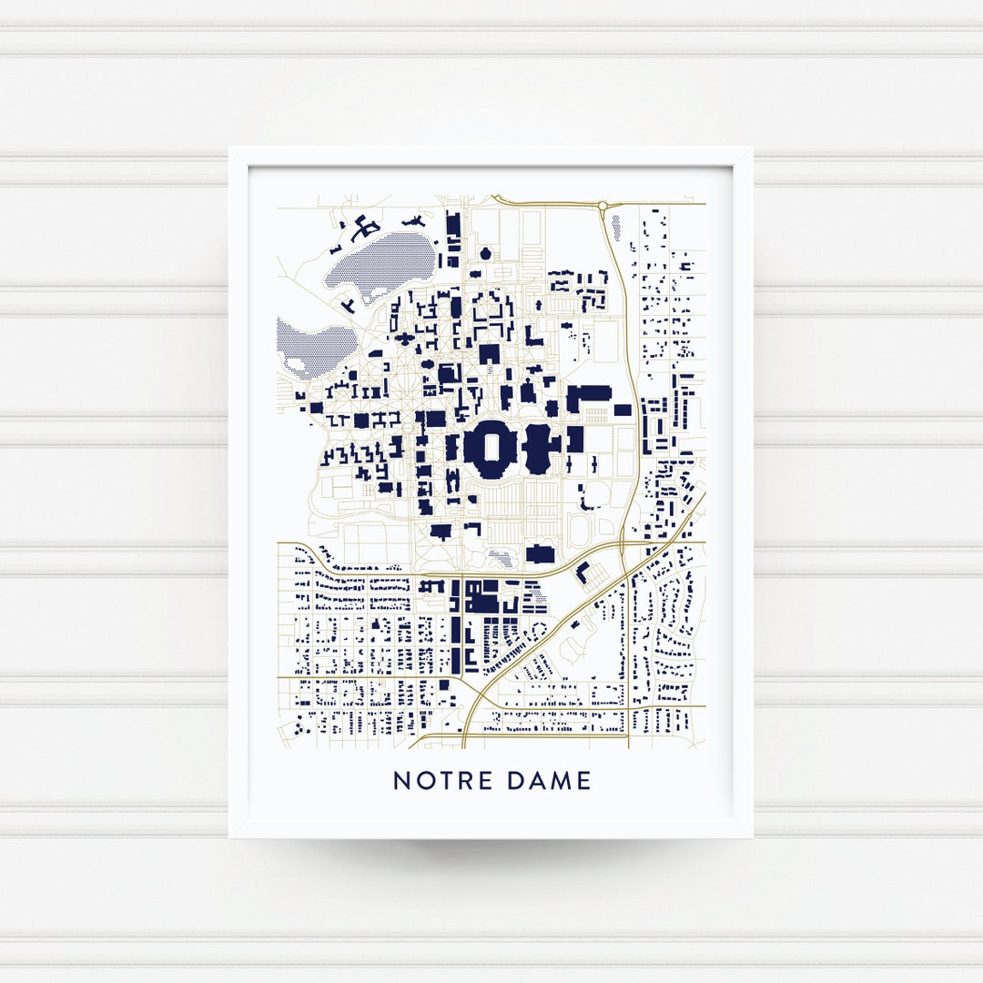 NOTRE DAME INDIANA Map Print / College Town Map Gifts - Etsy