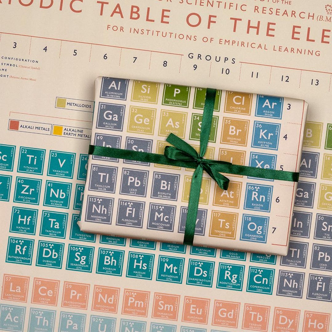 Periodic Table Wrapping Paper - Eco-friendly Gift Wrap for Scientists ...